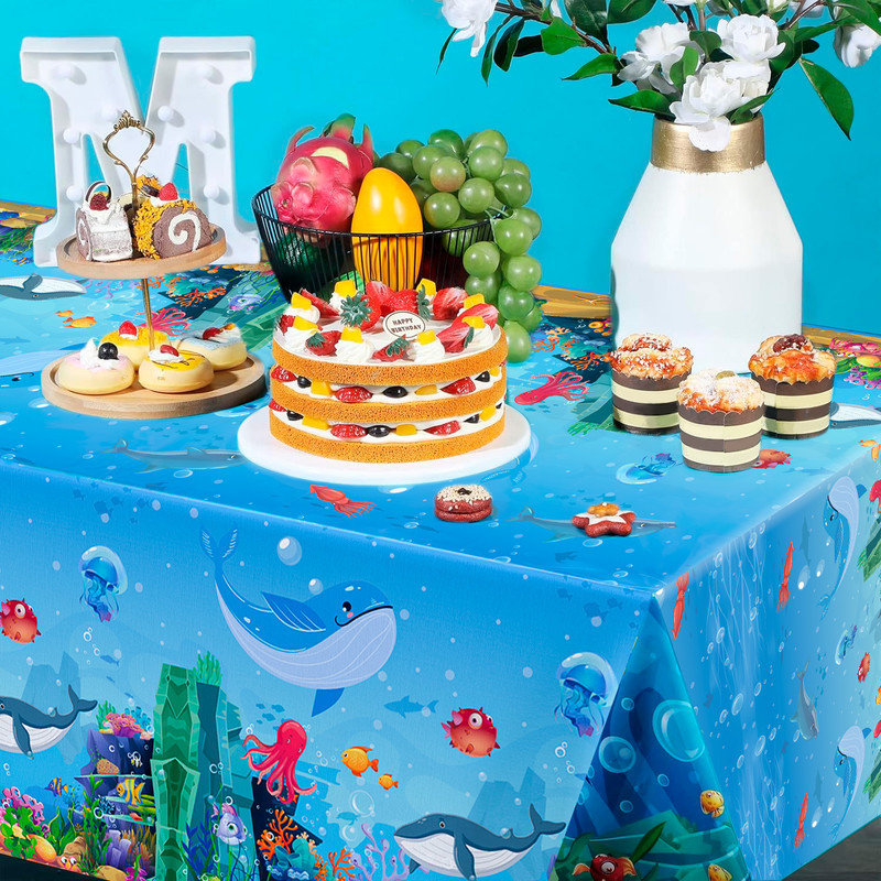 The Party Aisle Under The Sea Tablecloth, 3 Pcs Sea Animal Table Cloth ...