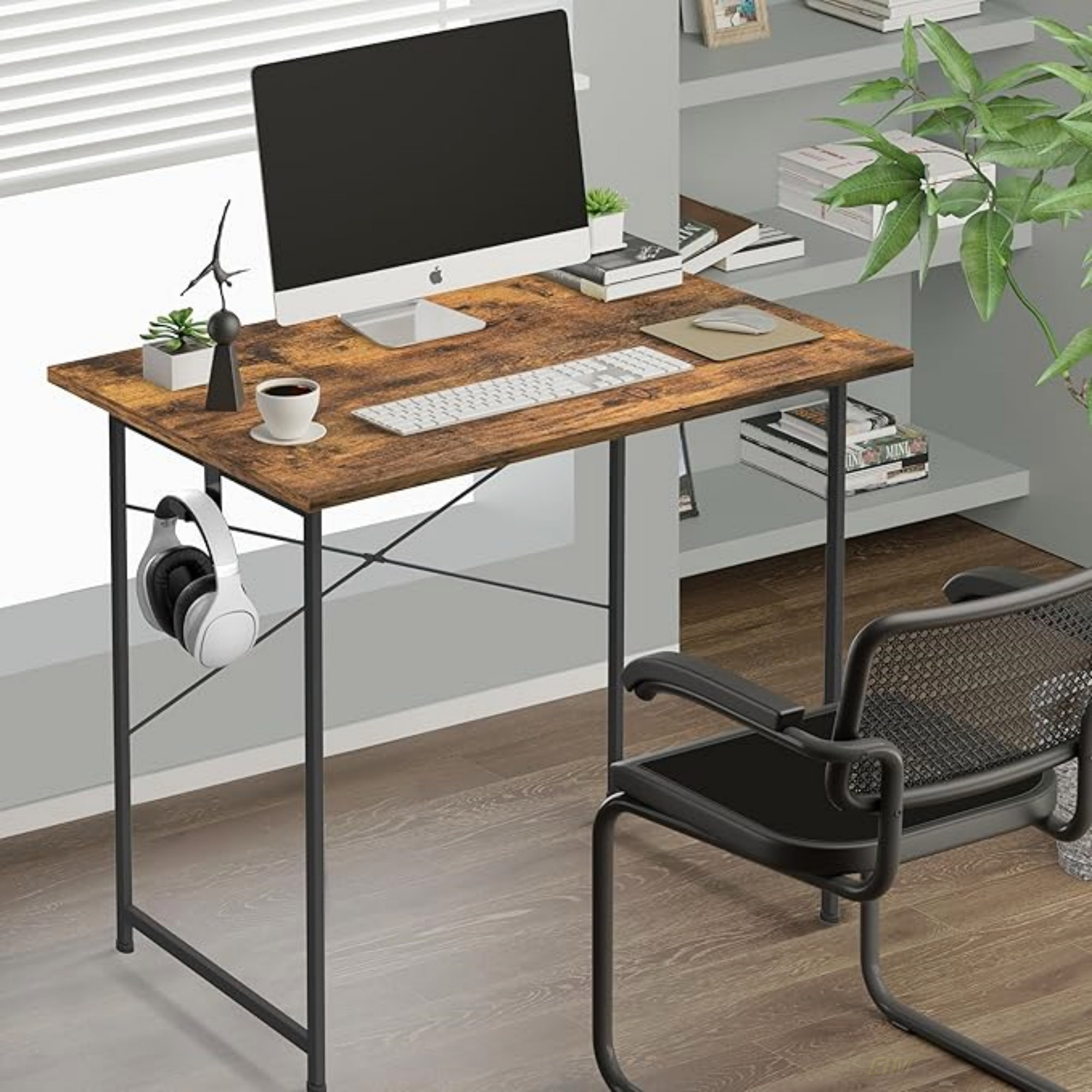 17 Stories Home Office Computer Small Brown Desk, Wooden Simple Design ...