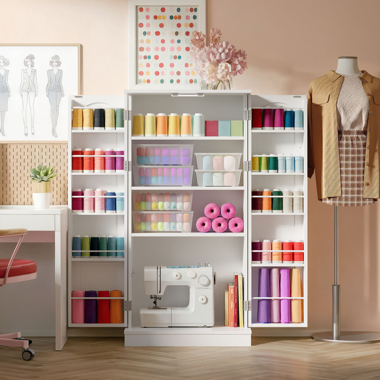 Polihome 50" Craft Storage Cabinet with LED Lights - Wayfair Canada