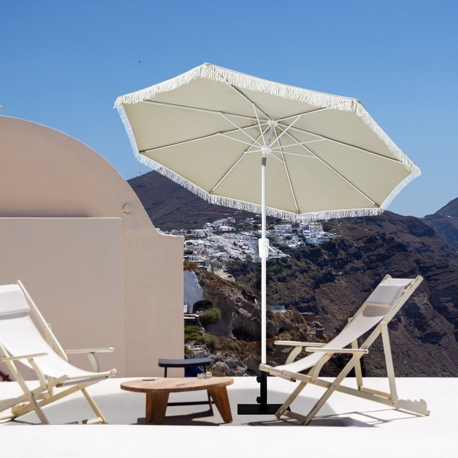 Arlmont & Co. Shuvon 108'' Market Umbrella with Crank Lift Counter Weights Included - Wayfair Canada