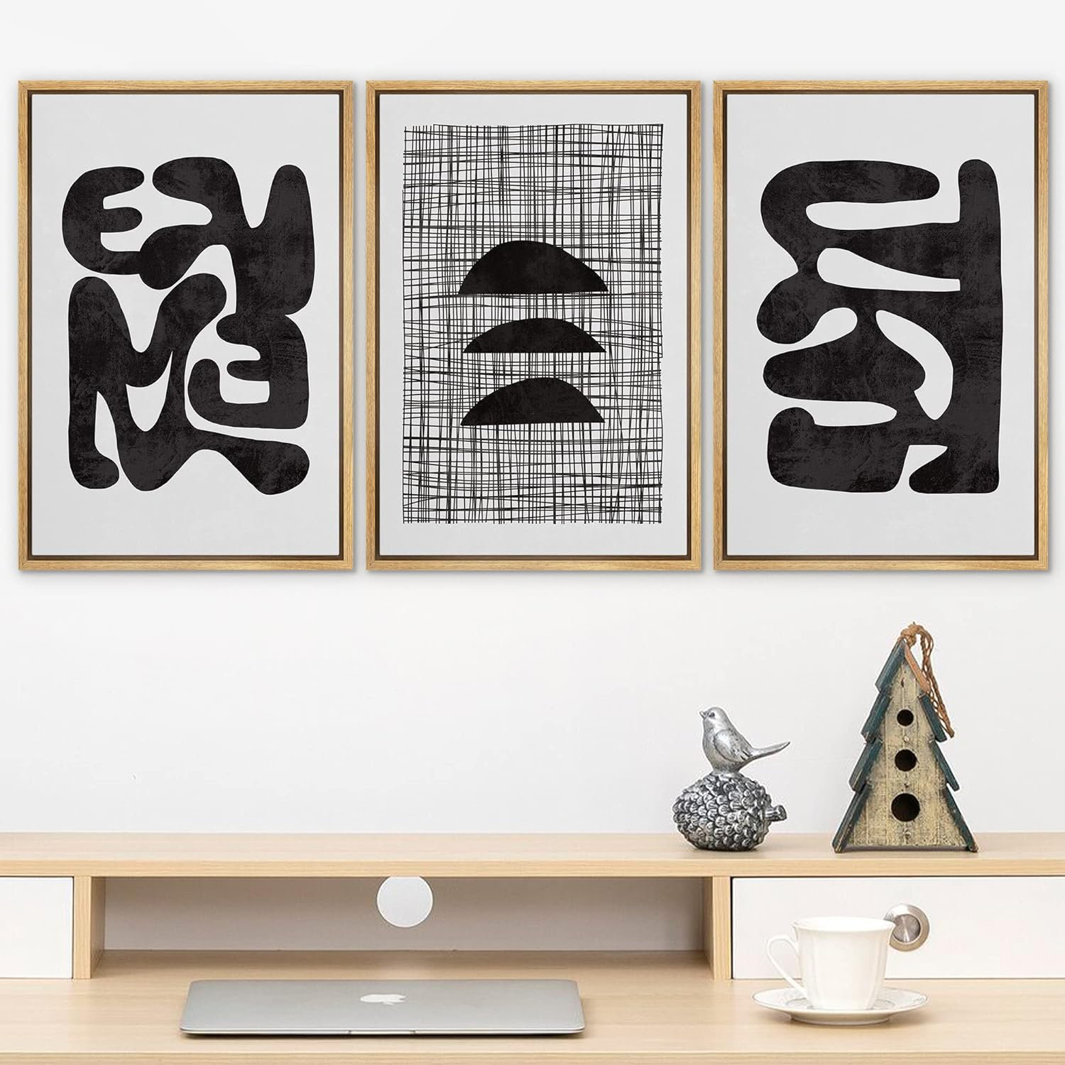 wall26 " Black White Geometric Polygon Patterns Abstract Shapes Neutral ...