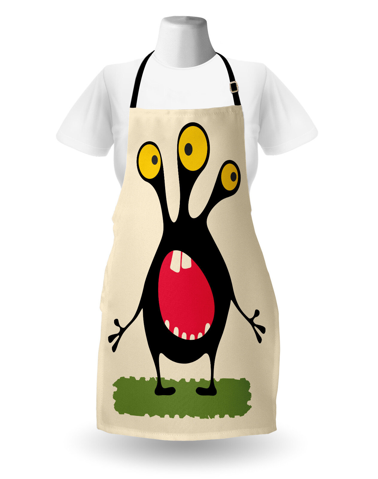 Bungalow Rose Alien Apron Unisex Funny Monster with 3 Eyes Adult Size ...