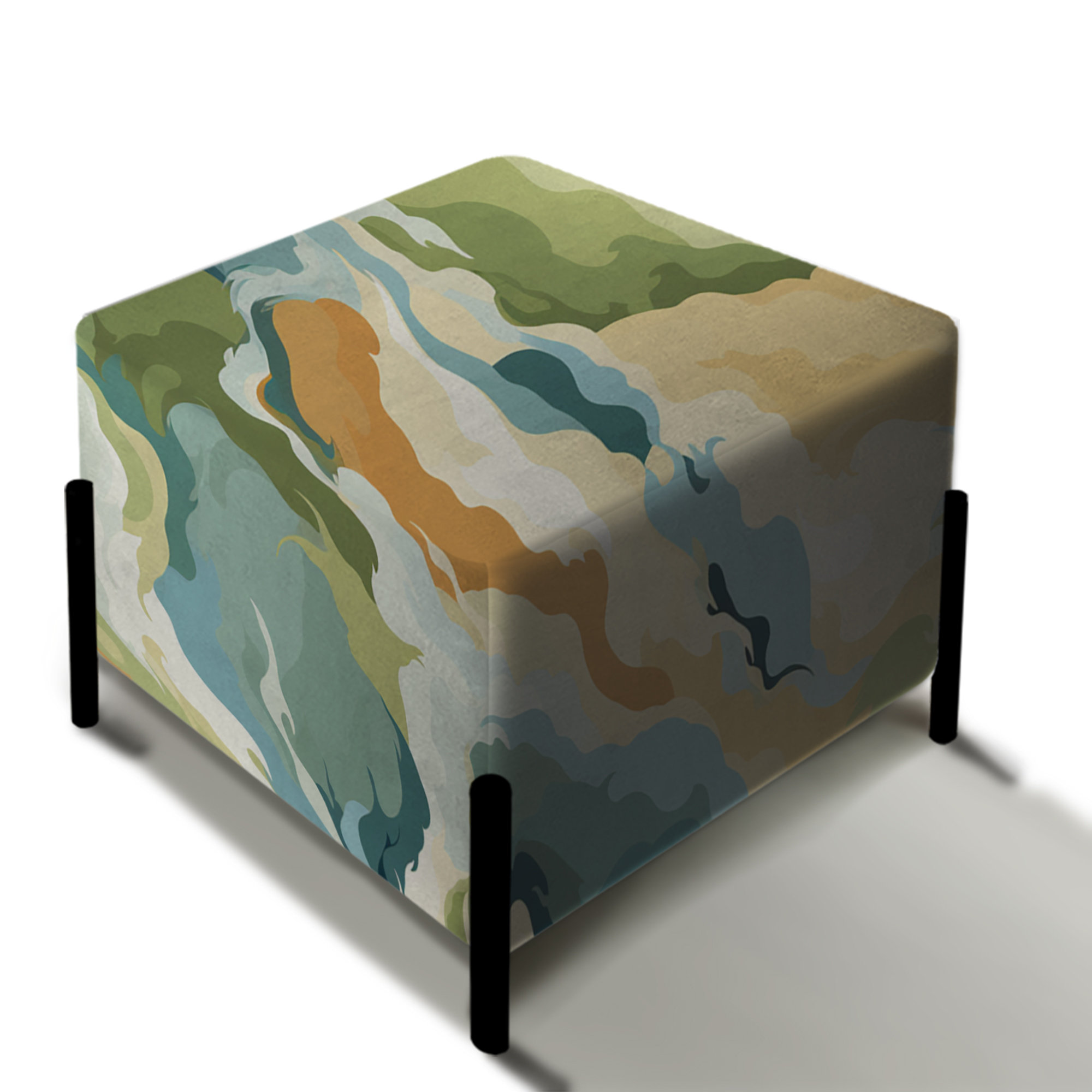 Design Art Oasis Camouflage Mirage - Camouflage Square Ottoman | Wayfair
