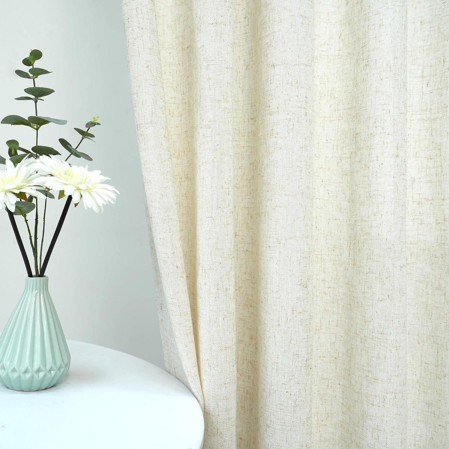 Eider & Ivory™ Abigael Pinch Pleat linen Textured Curtains for Living ...