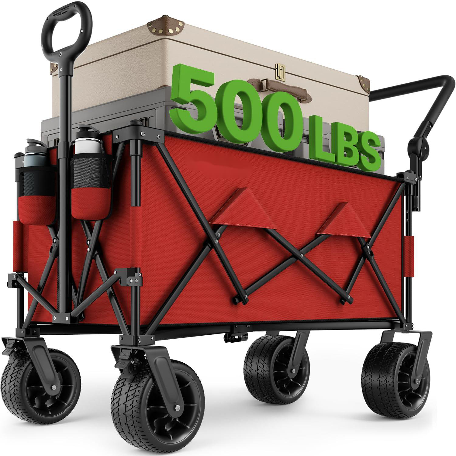 PET SUPPLY PLUS INC Folding Push & Pull Beach Wagon 500 Lbs Collapsible ...