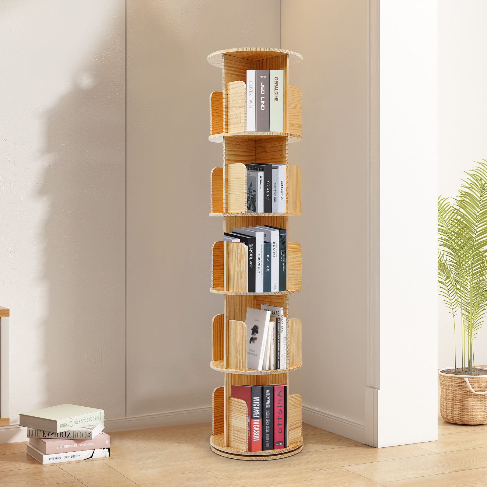 Latitude Run® Keshigan 5 Tier Floor Standing Rotating Bookcase | Wayfair