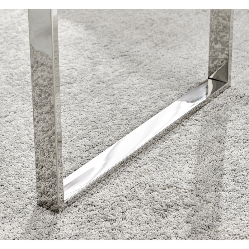 East Urban Home Eugenia Modern Sleek Sled Design Chrome Metal and Glass ...