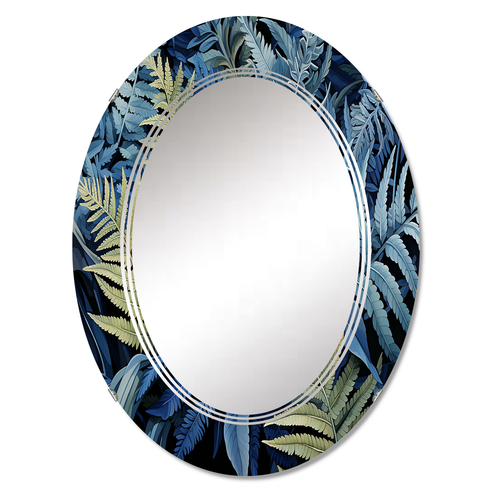 Design Art Blue Ferns Cobalt Serenade II Mirror | Wayfair