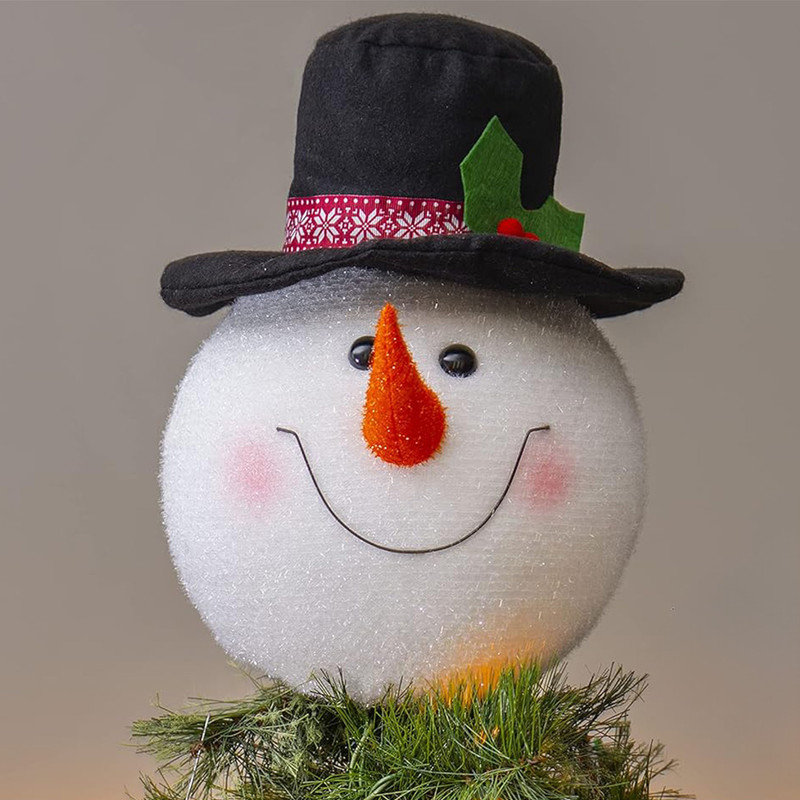 Filbop Snowman Head Tree Topper,Xmas Holiday Decor Tree Top Winter Snow ...