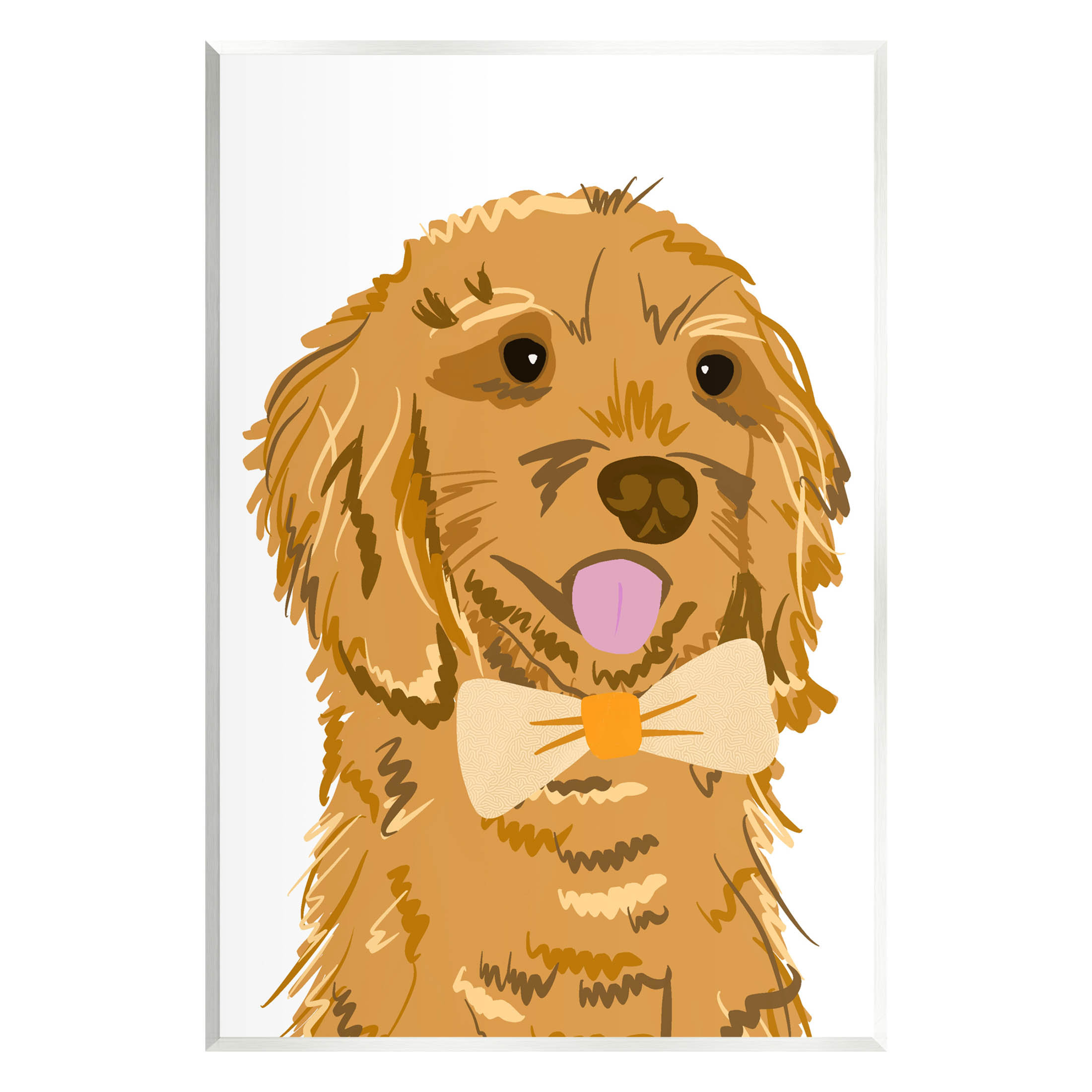 Winston Porter Golden Retriever Puppy Bowtie Pet On MDF by Anna Quach Print | Wayfair