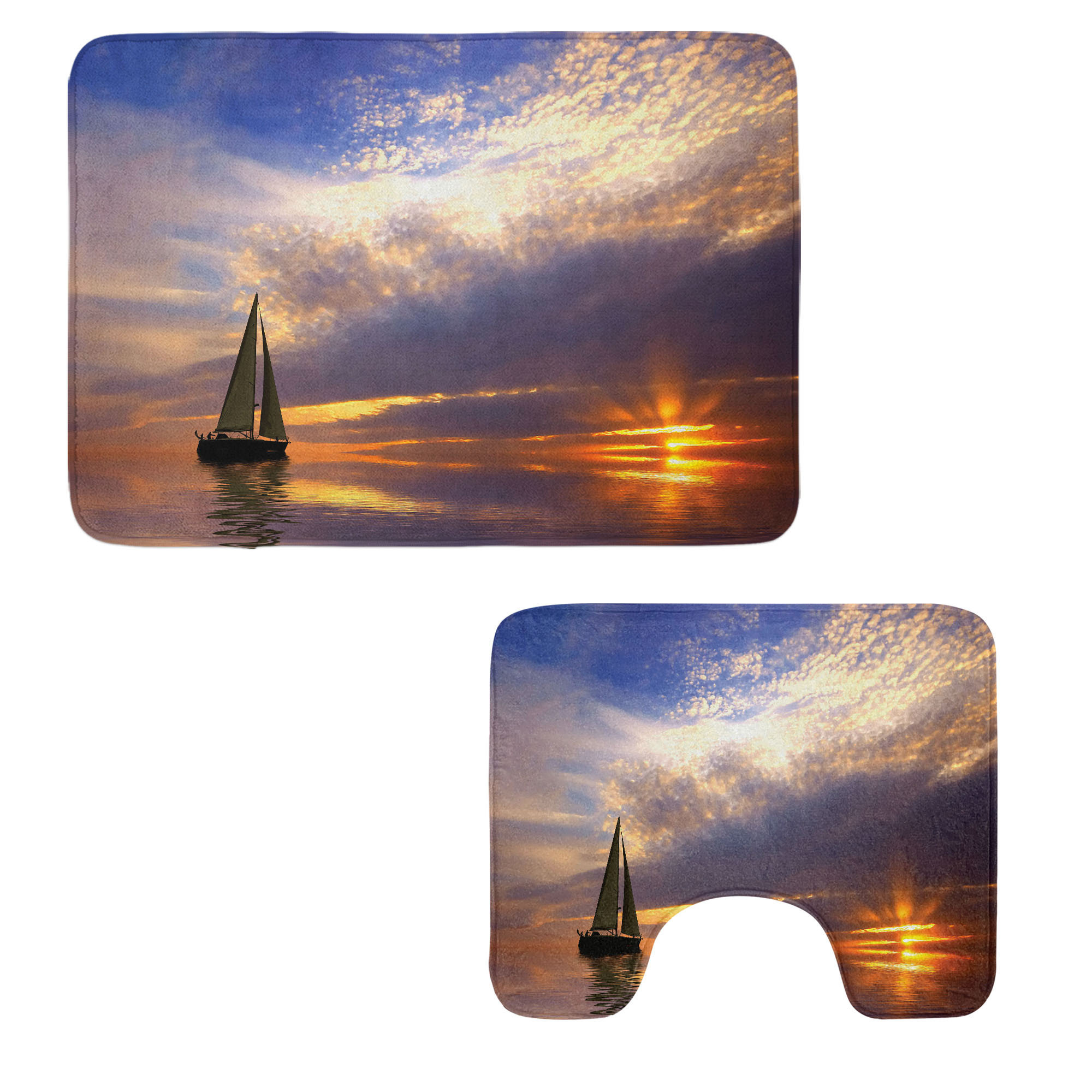 East Urban Home Nautical Bathroom Rug Set 2 Pieces Rectangle & Contour ...