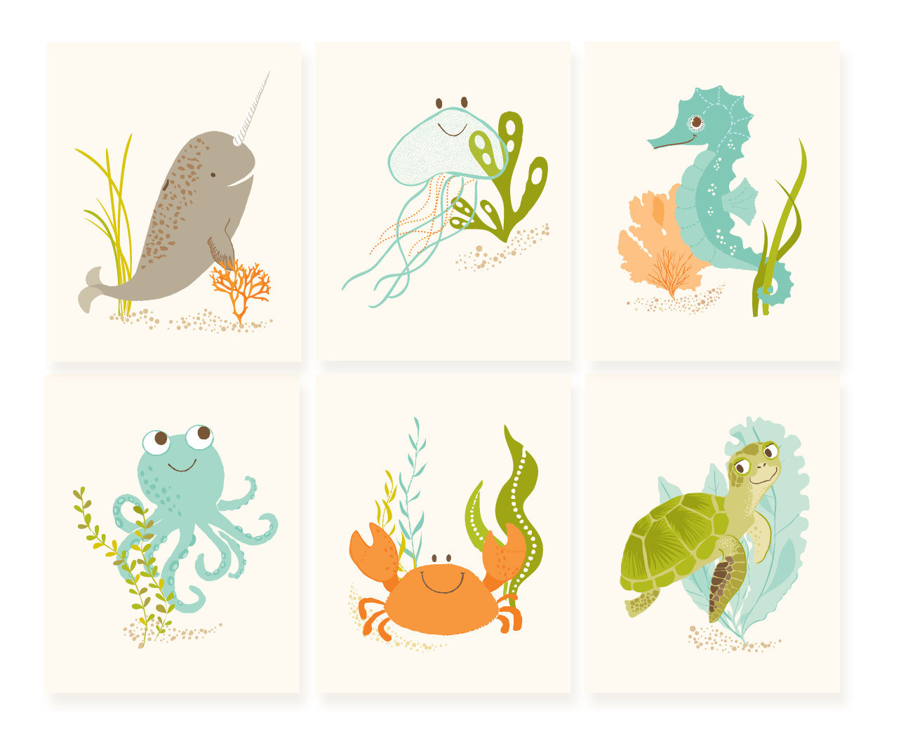 Sea Urchin Studio 6 Piece Ocean Friends Paper Print Set - Wayfair Canada