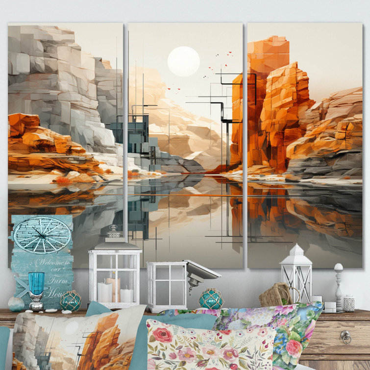 Union Rustic Orange Grey Canyon Canyons Depths - Canyon Metal Wall ...
