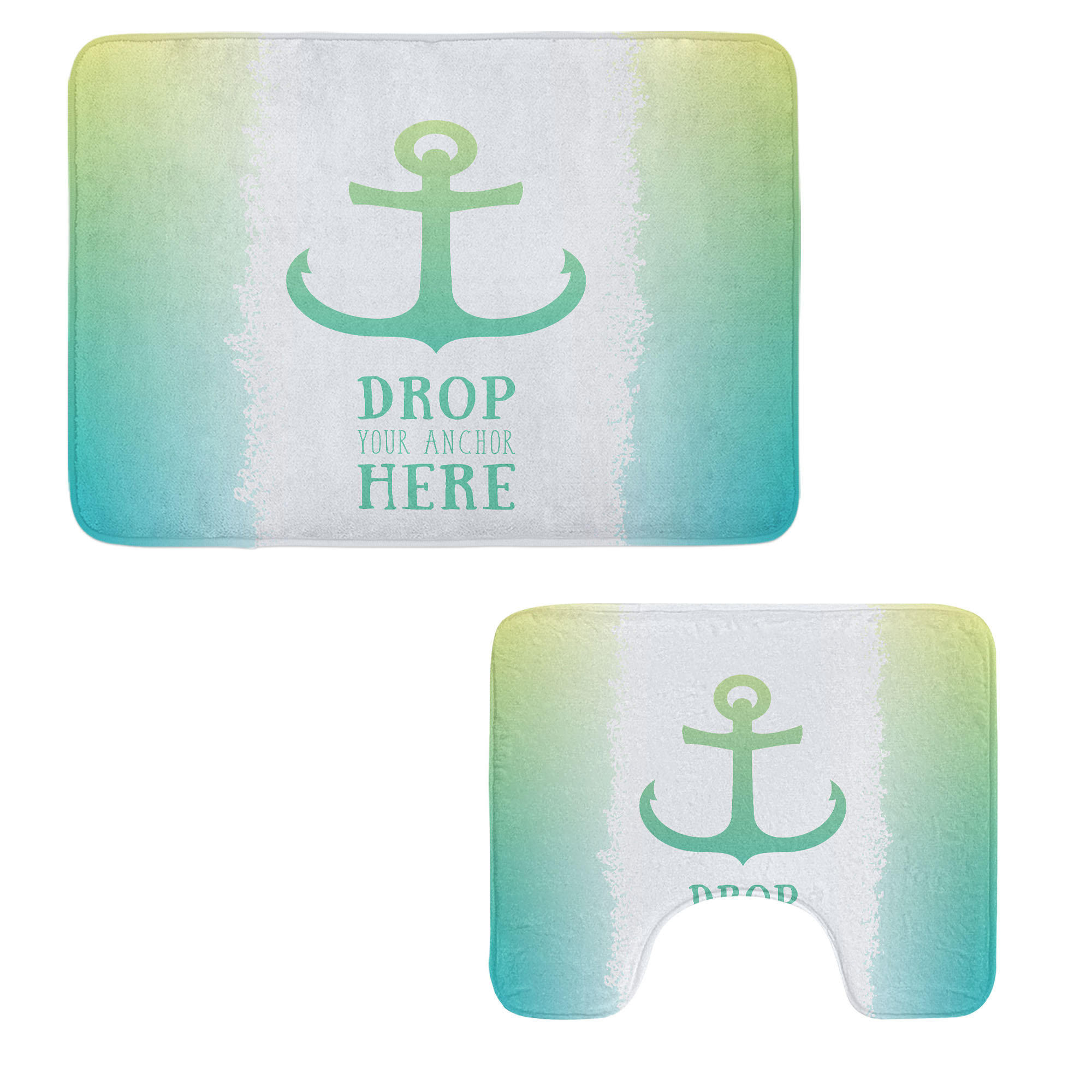 Highland Dunes Ocean Bathroom Rug Set 2 Pieces Rectangle & Contour Mats ...