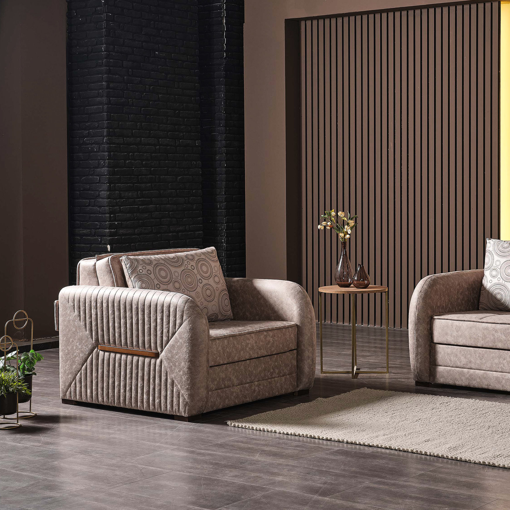 Wildon Home® Collection Beige Armchair With Storage - Chic And Handy ...
