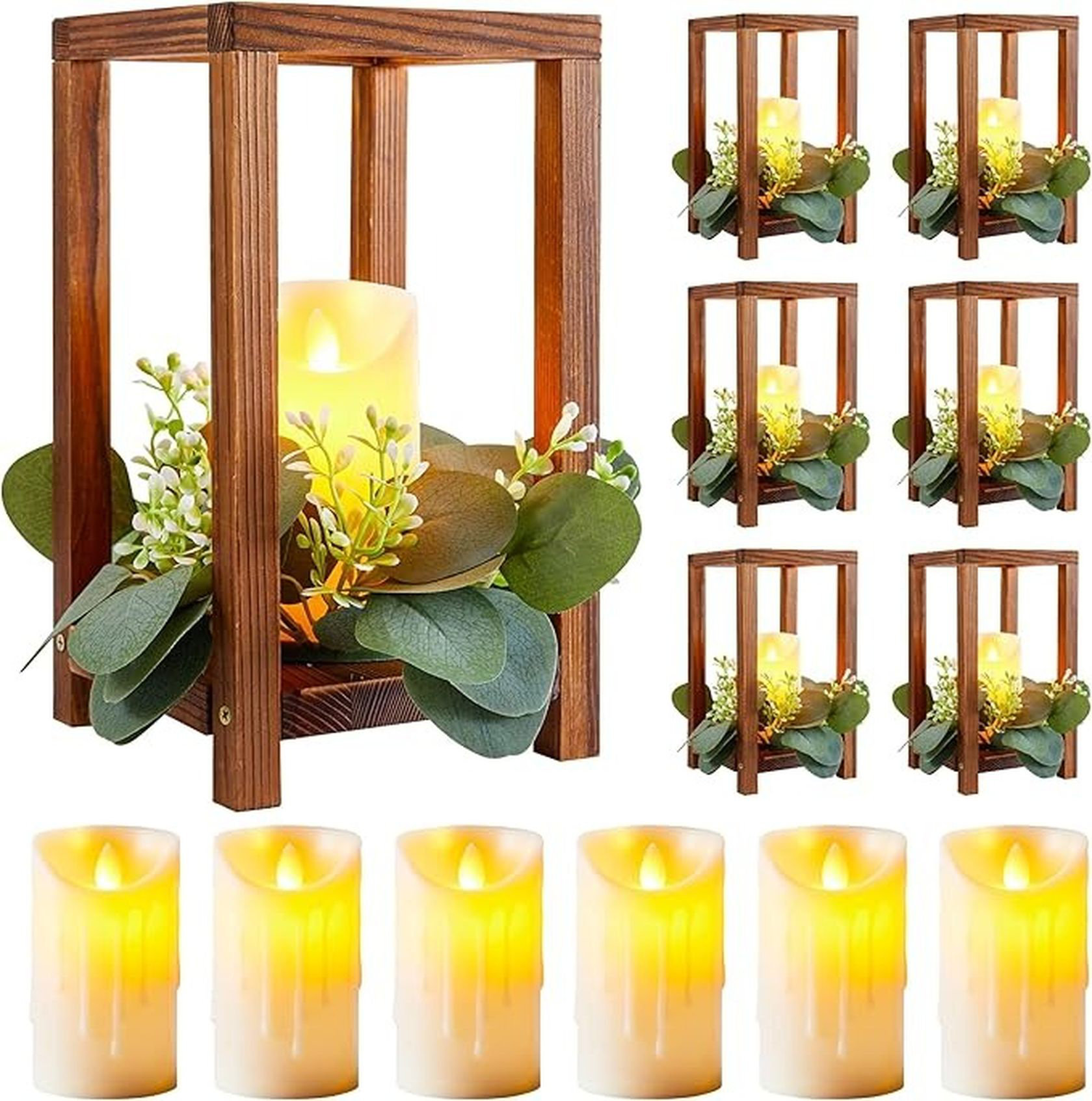 Loon Peak® 12 Pcs/6 Set Wooden Wedding Lantern Centerpiece Include 6 ...
