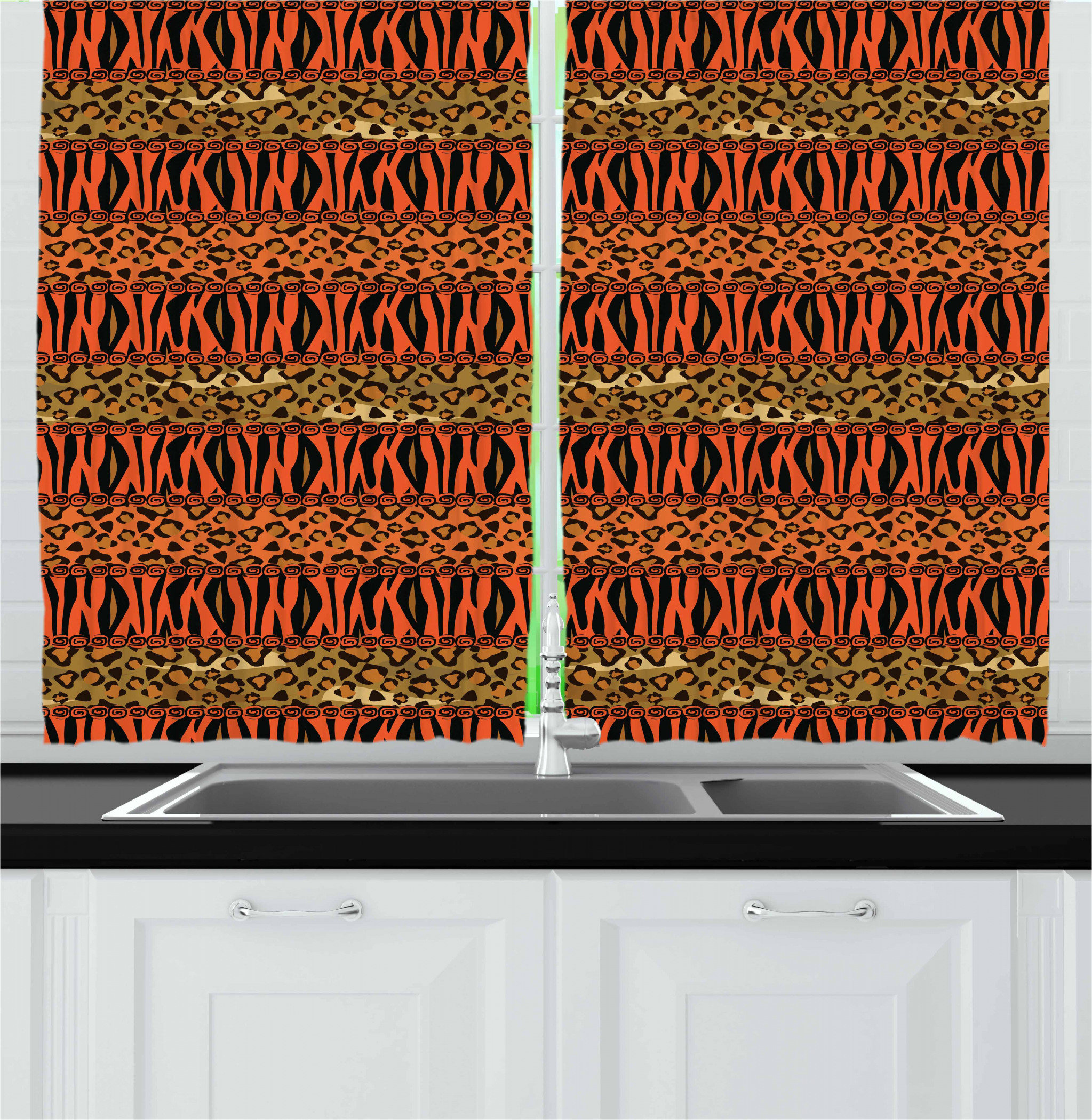 East Urban Home African Kitchen Curtain | Wayfair