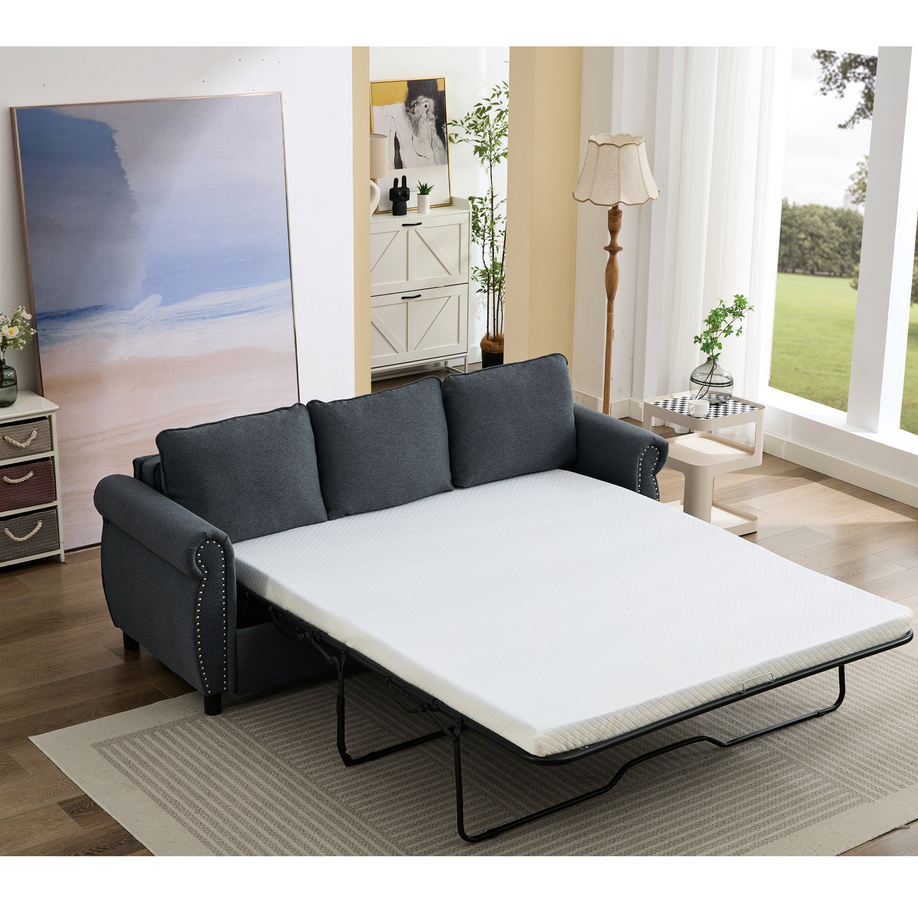 Latitude Run® Beige 21 Sleeper, 81.5", With Upholstery Fabric Sleeper ...