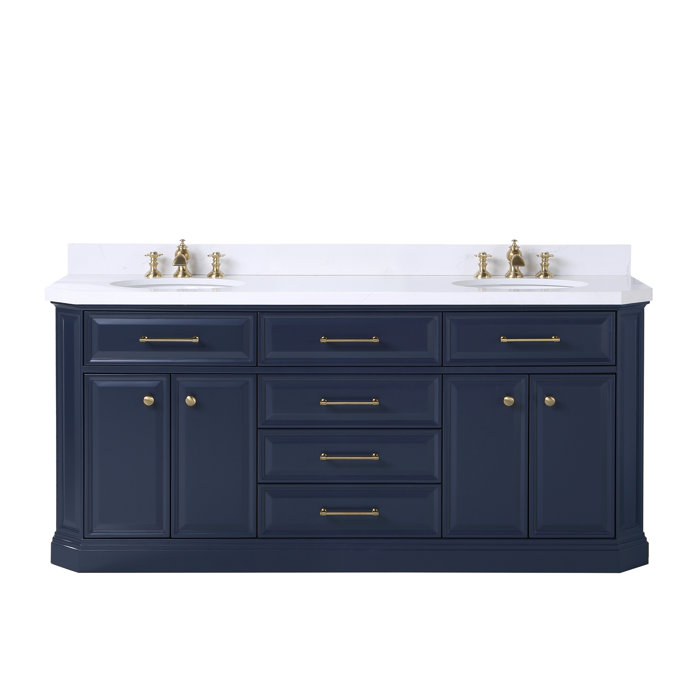Water Creation Palace 72" Carrara Quartz Countertop Bath Vanity in ...