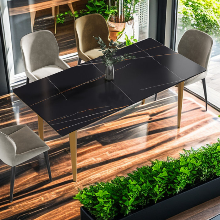 Orren Ellis Yianna Modern Stone Dining Table for Modern Kitchen Living ...