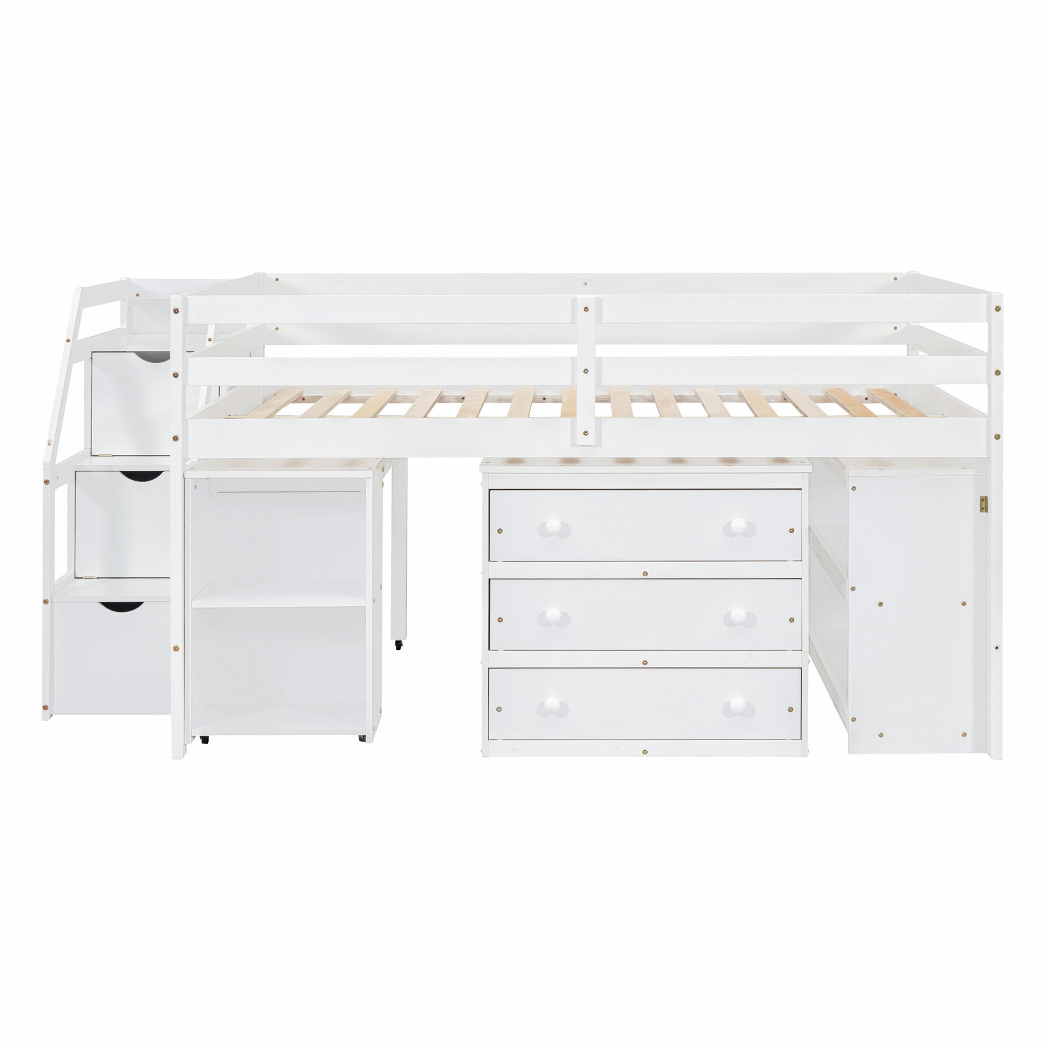 Harriet Bee Versatile Loft Bed with Retractable Desk, Storage, and ...