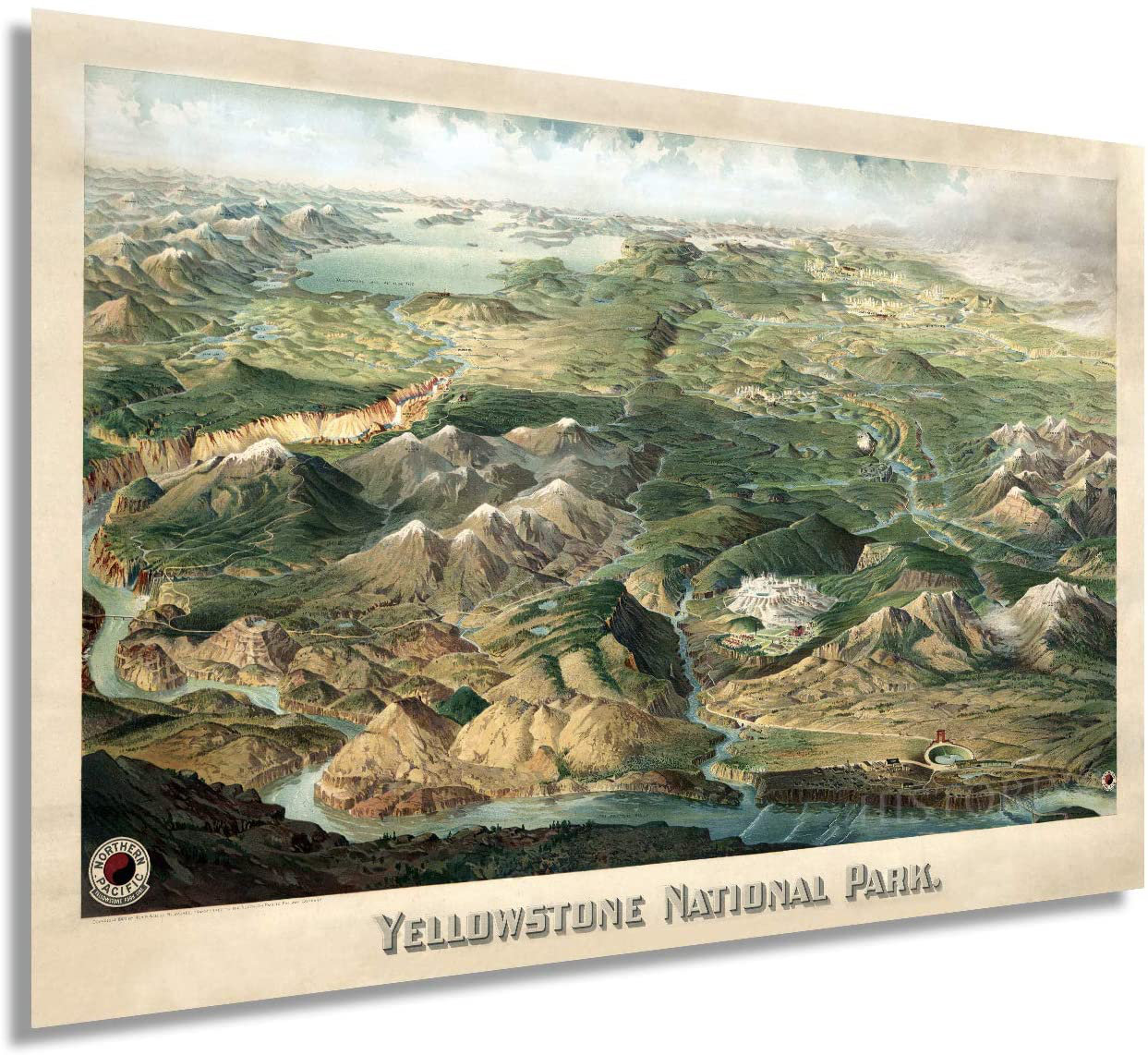 Millwood Pines 1904 Yellowstone National Park Map Poster Wall Art on ...