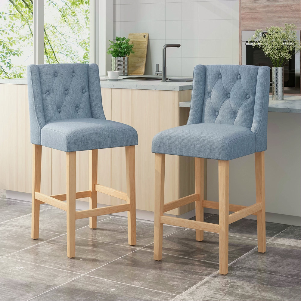 Lark Manor™ Contemporary Fabric Tufted Wingback Counter Stools, Set Of ...