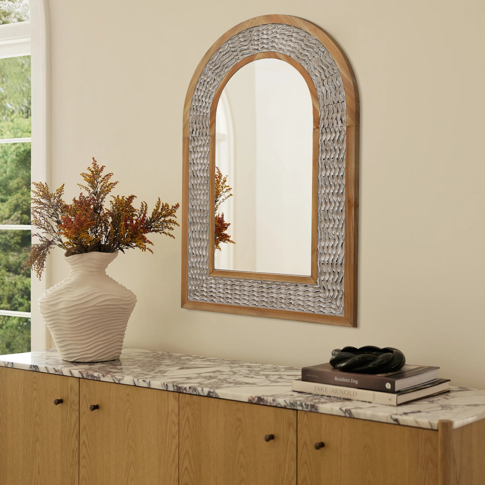 Beachcrest Home™ Rustic Arched Wooden Frame Wall Mirror & Reviews | Wayfair
