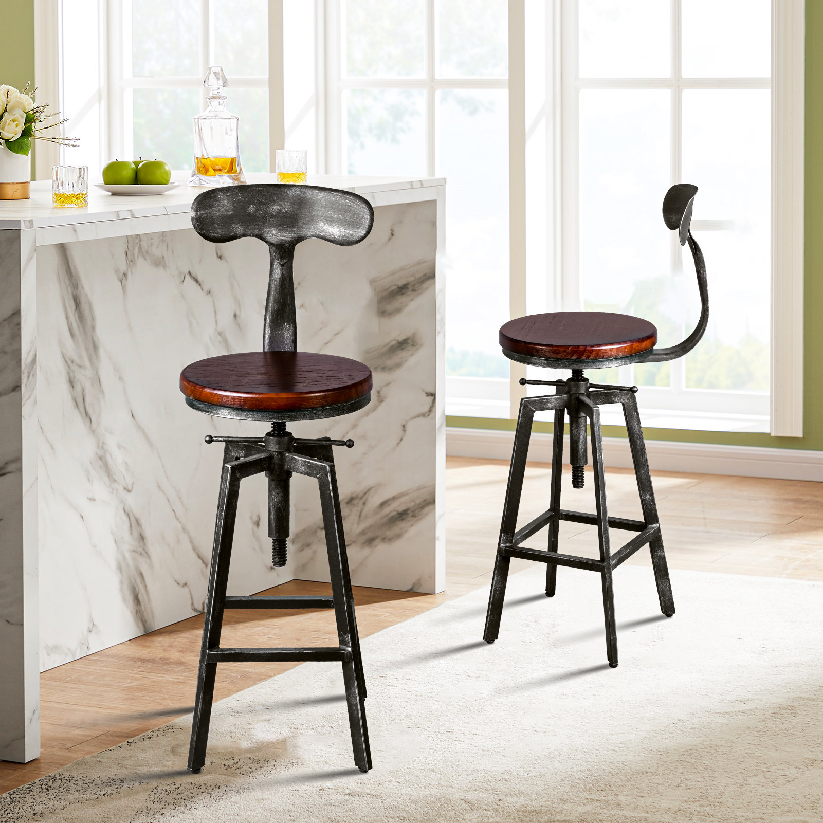 Williston Forge Heathfield Swivel Solid Wood Adjustable Height Stool ...