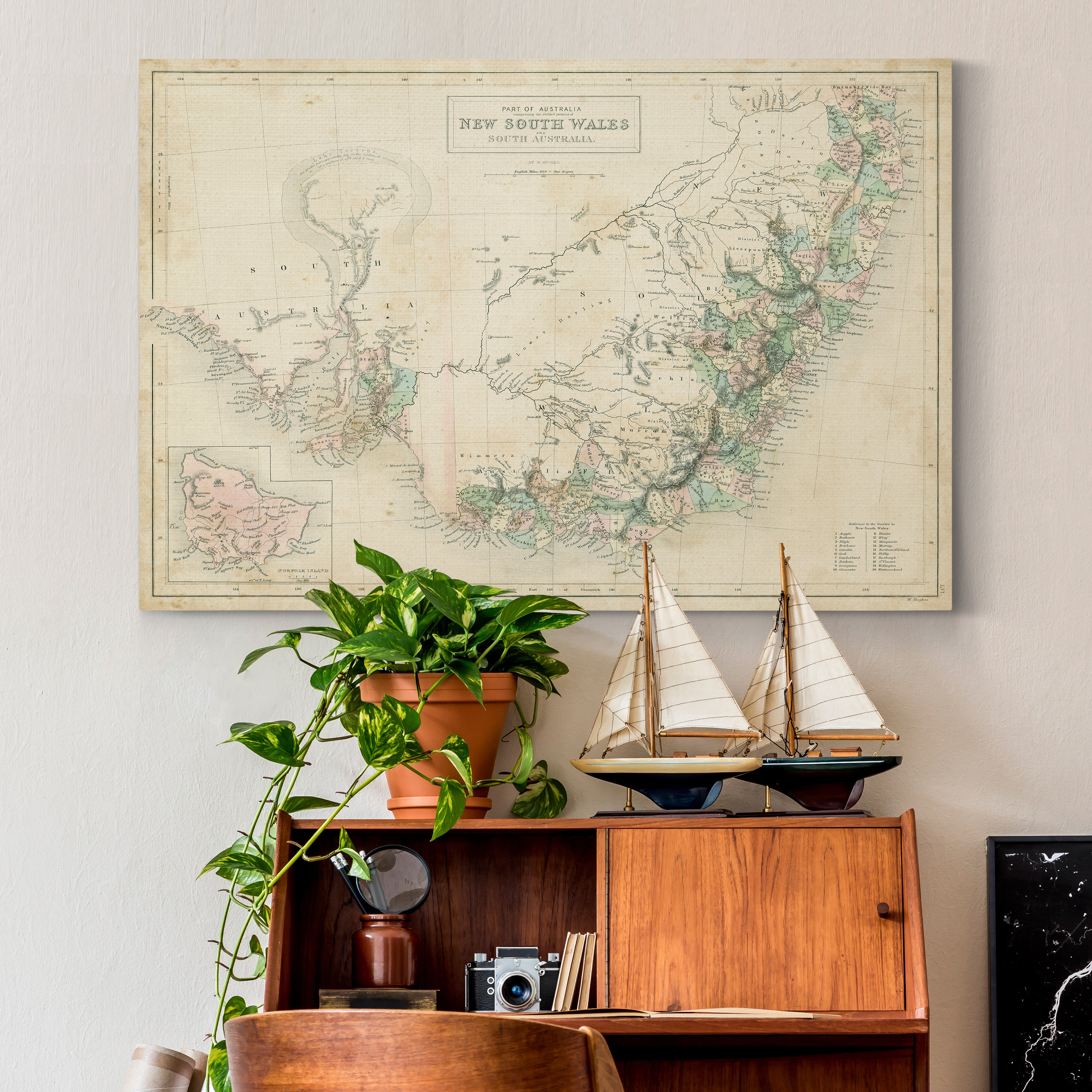 World Menagerie 'Map of New South Wales' - Painting Print on Canvas ...