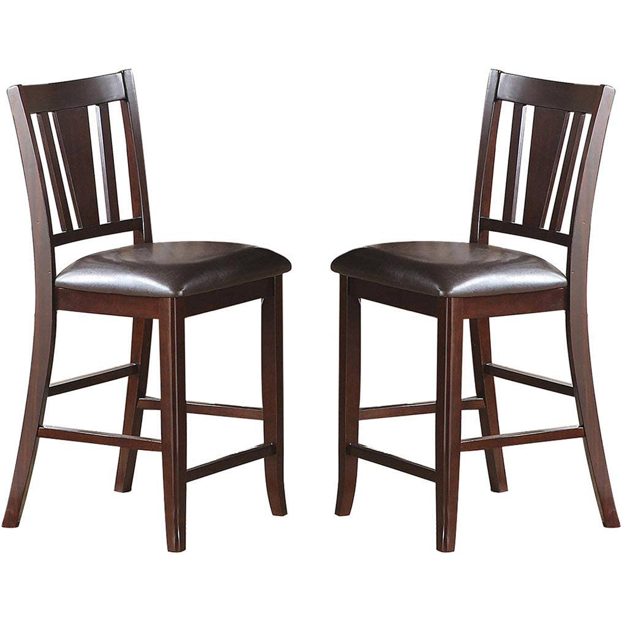 Red Barrel Studio® Simple Contemporary Set Of 2 Counter Height Chairs Brown Finish Dining ...