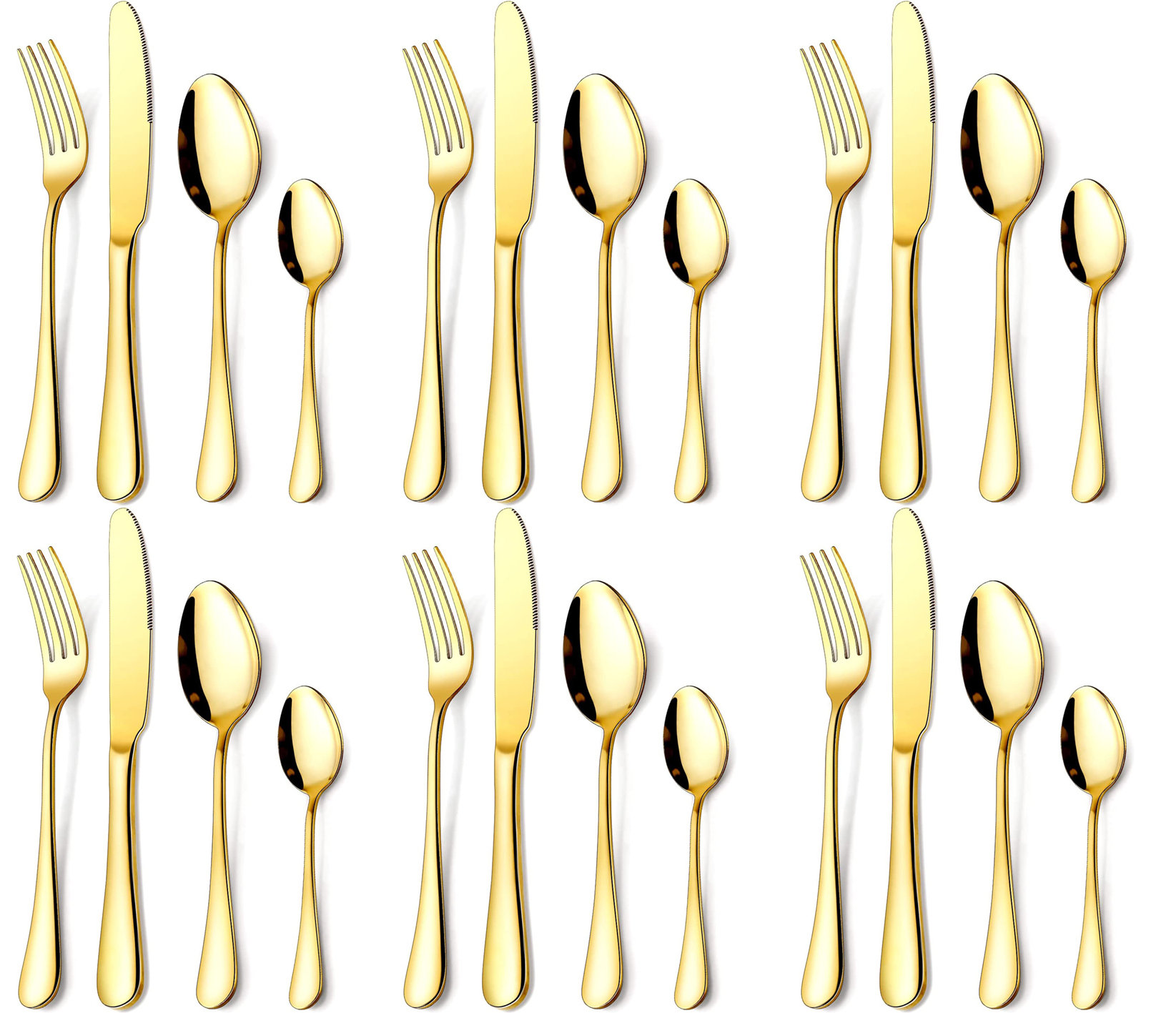 Mercer41 24 PCS Gold Set, Gold Forks And Spoons, Stainless Steel Gold ...