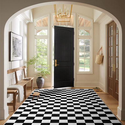 Charlton Home® Fillender Plaid Area Rug Checkered Rug Washable Rugs For ...