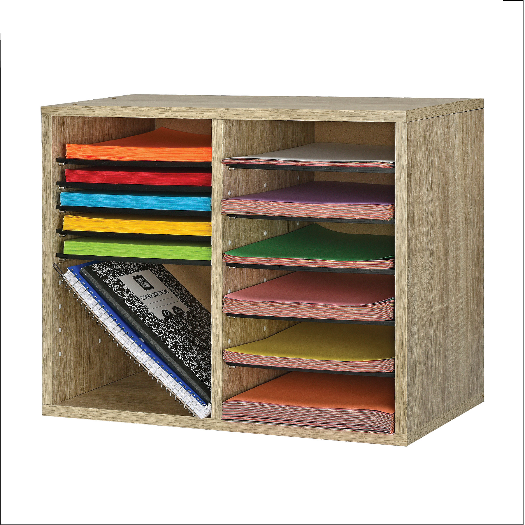 AdirOffice Wood Adjustable 12-Compartment Literature Organizer Mailroom ...