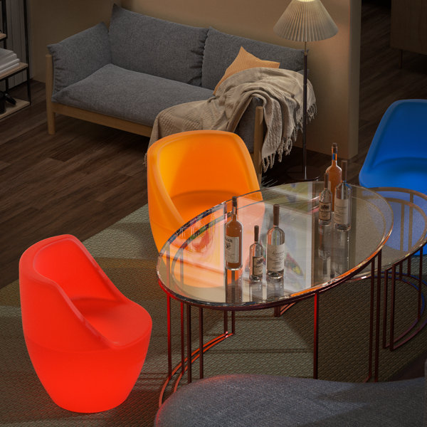 MoNiBloom Outdoor Modern Barrel Shape LED Light Up Chair Color Changing ...