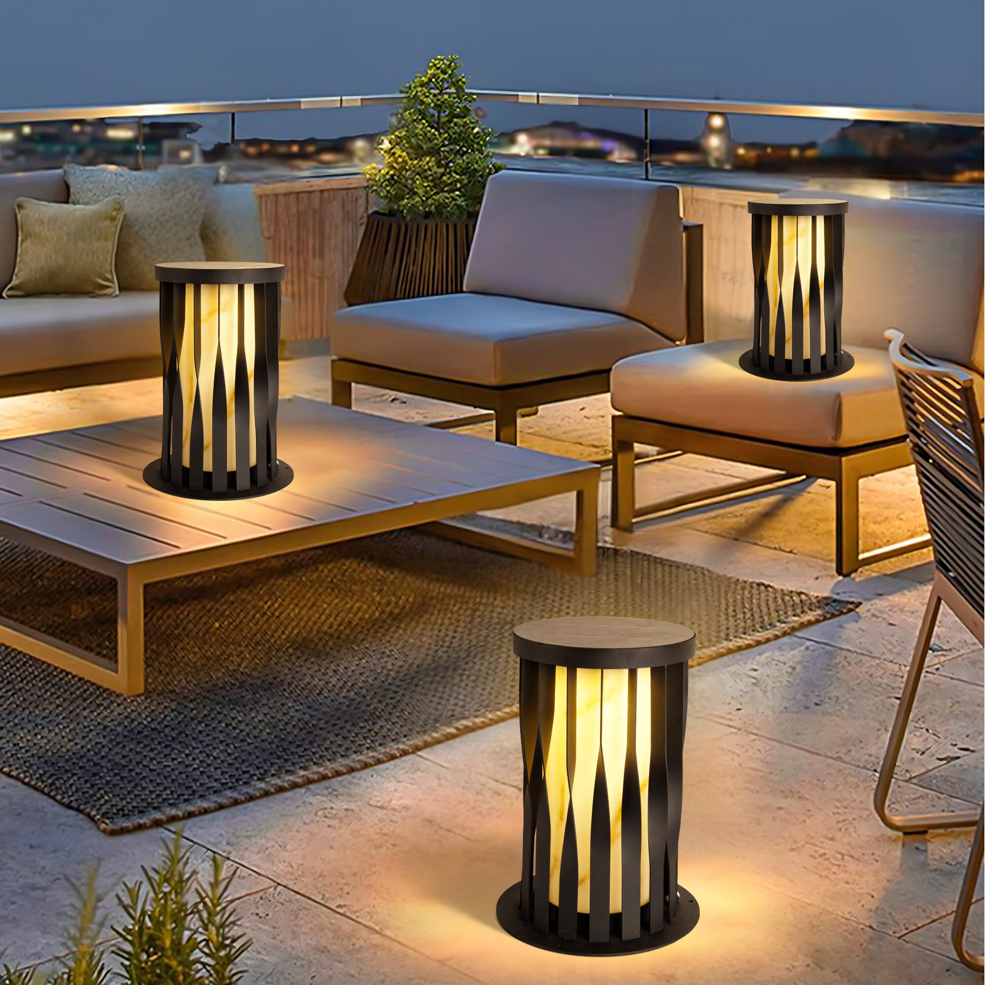 EP Designlab LLC 2-Pack Solar Outdoor Lawn Floor Lamp Warm Patio Table ...