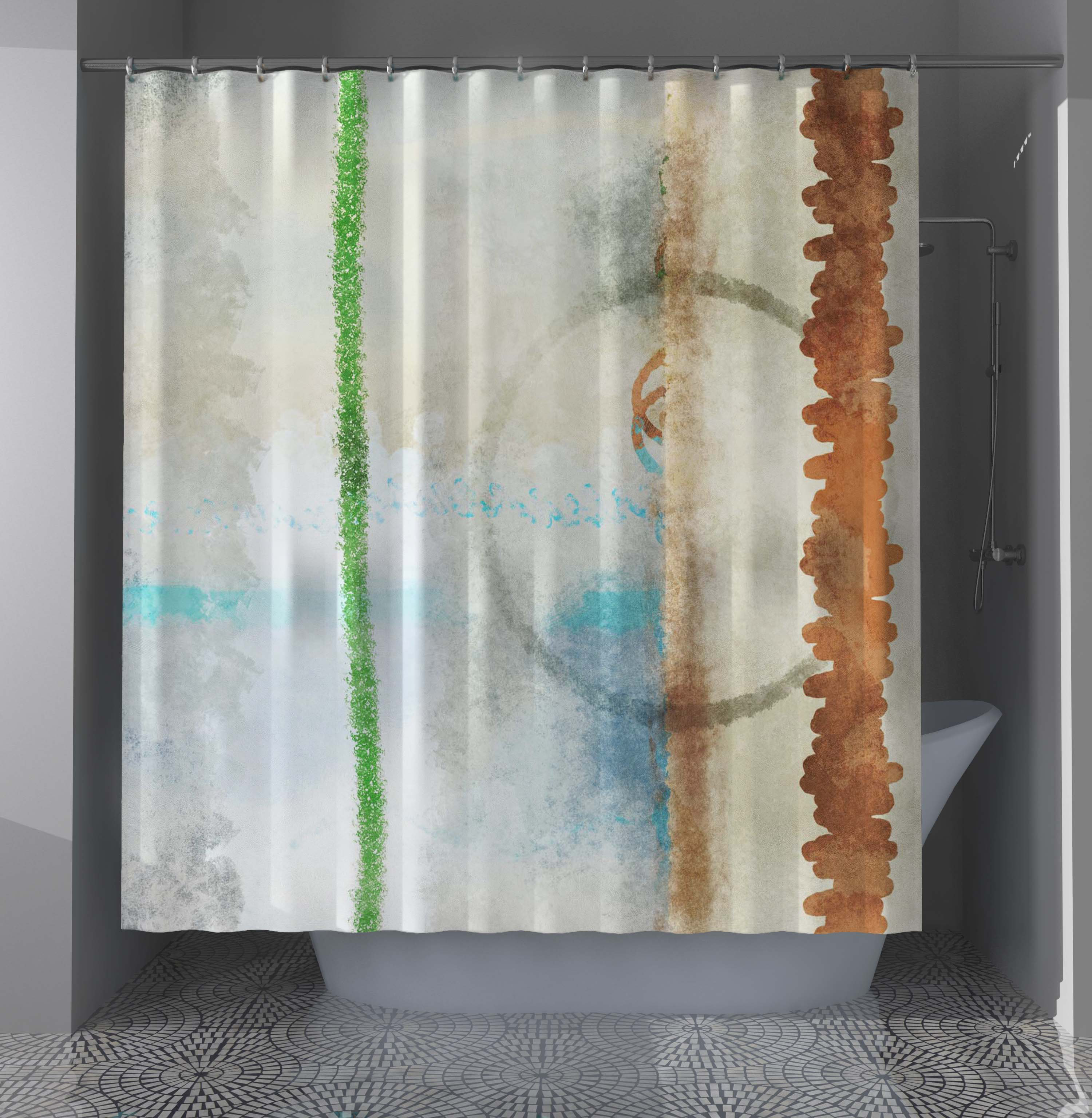 East Urban Home Ceeanna Abstract Shower Curtain | Wayfair