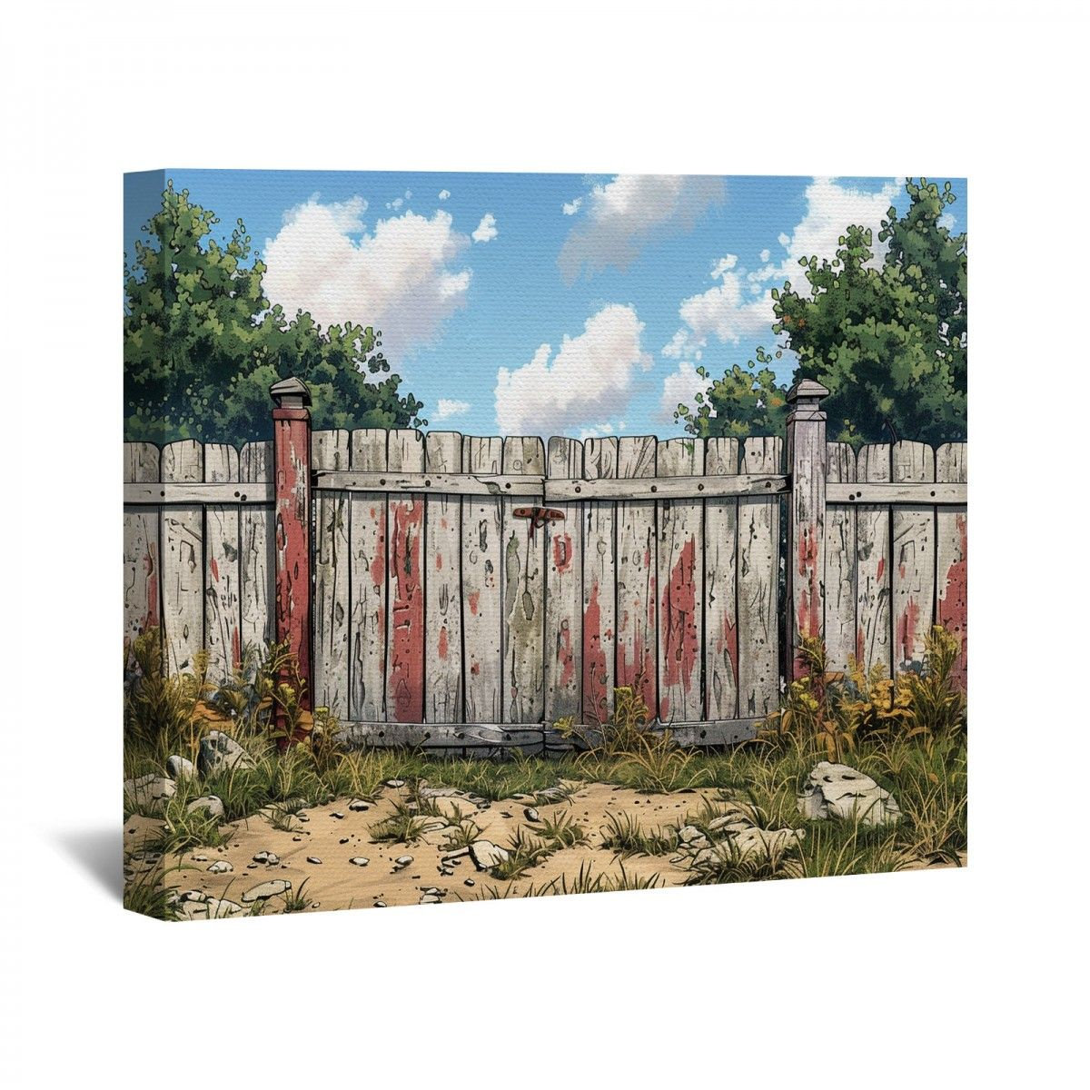 Winston Porter Wooden Fence On Canvas Print | Wayfair