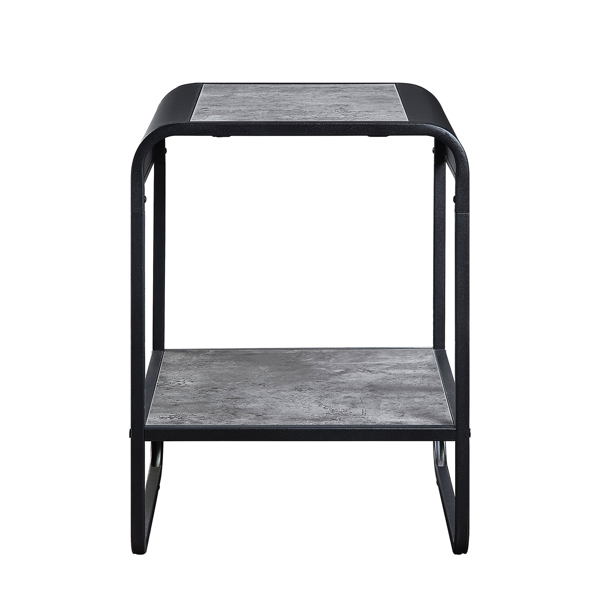 17 Stories Rectangular Metal Frame End Table With Concrete Grey And ...