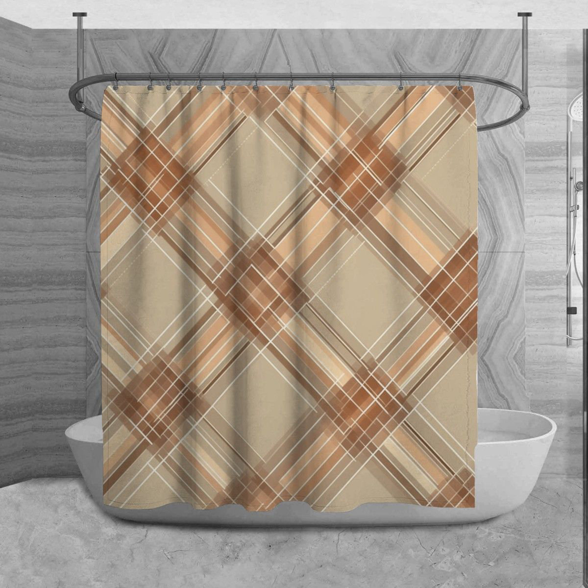 East Urban Home Lyzette Plaid Shower Curtain | Wayfair