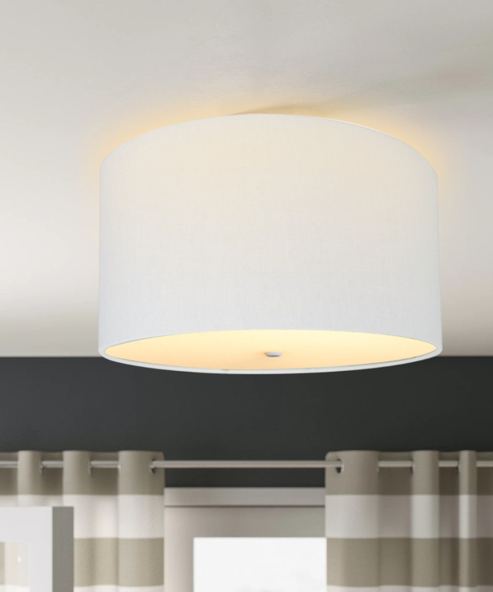 Ivy Bronx Moderne Flush Mount Conversion Kit 16"w White Linen Drum ...