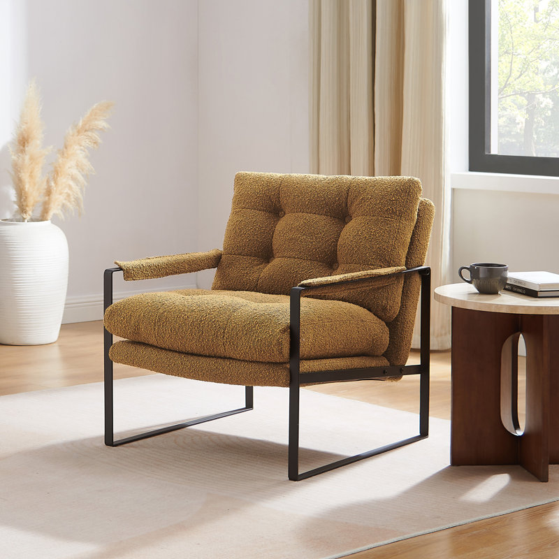 Latitude Run® Shevonne Boucle Button Back Accent Arm Chair | Wayfair