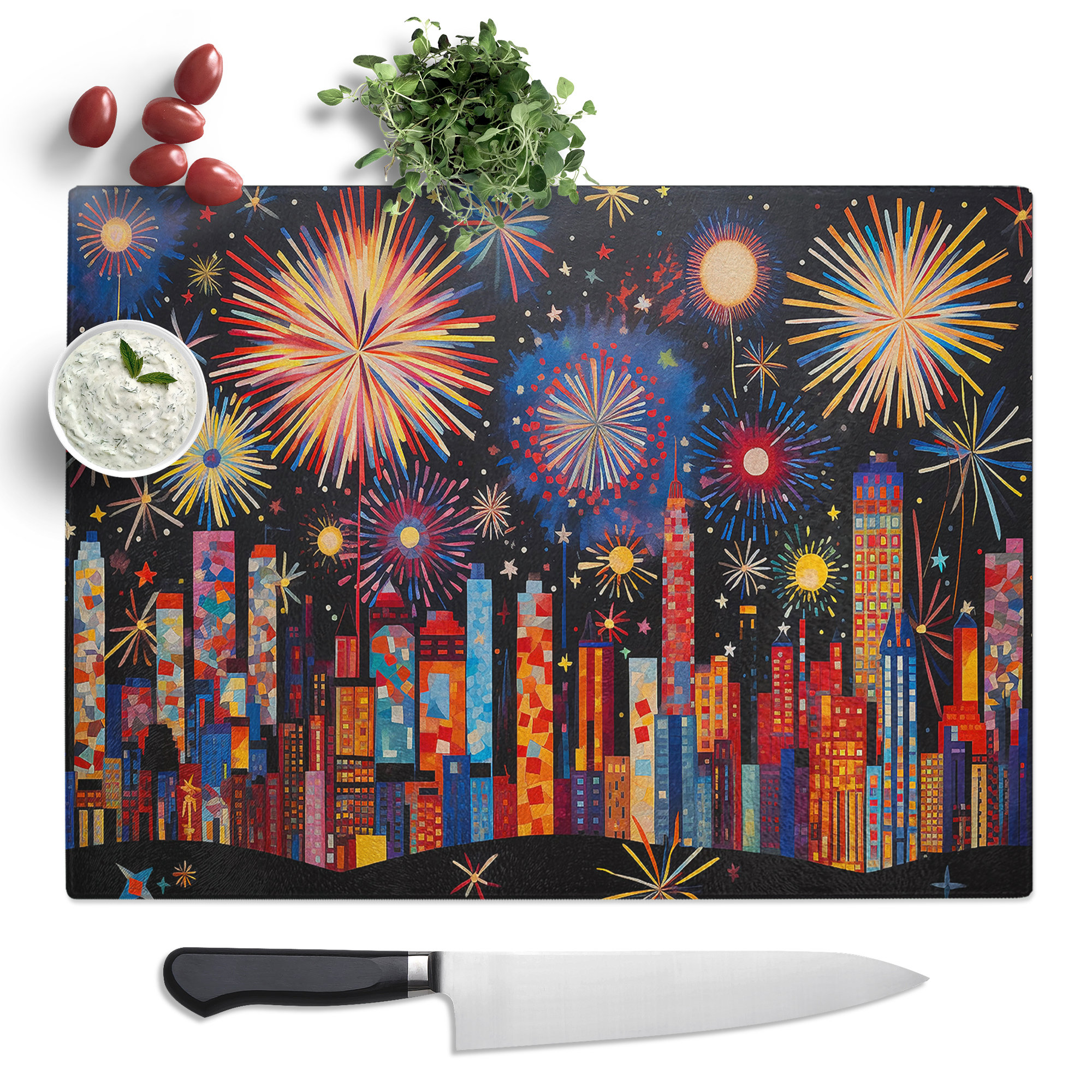 17 Stories Fireworks Constructivism No.3 Glass Chopping Board | Wayfair ...
