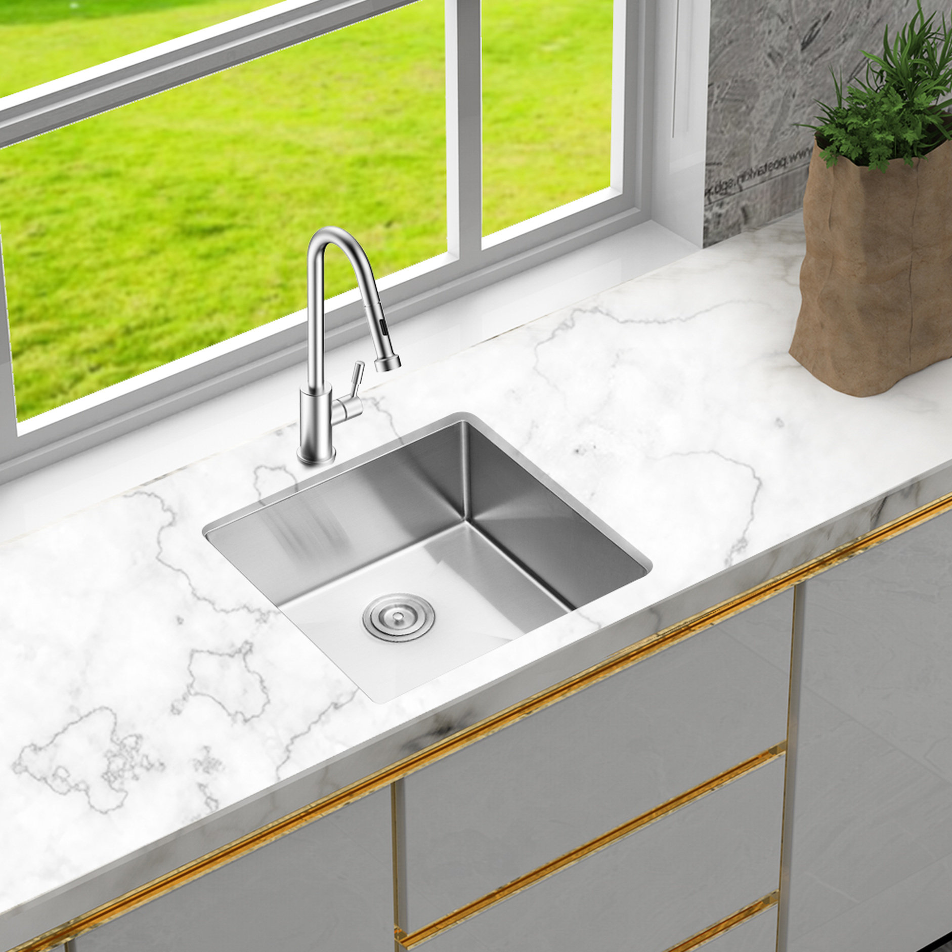 TUOXIN 23 Inch Stainless Steel Basin - Undermount With 3.5" Drain ...