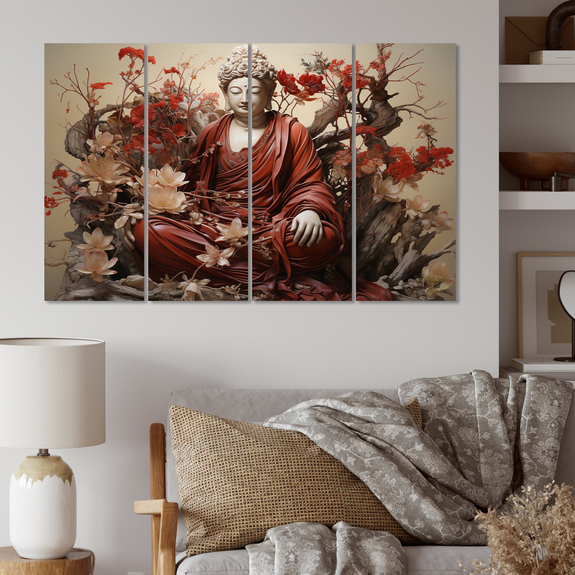 Bungalow Rose Red Beige Buddhism Sacred Scriptures I - Spiritual Metal ...