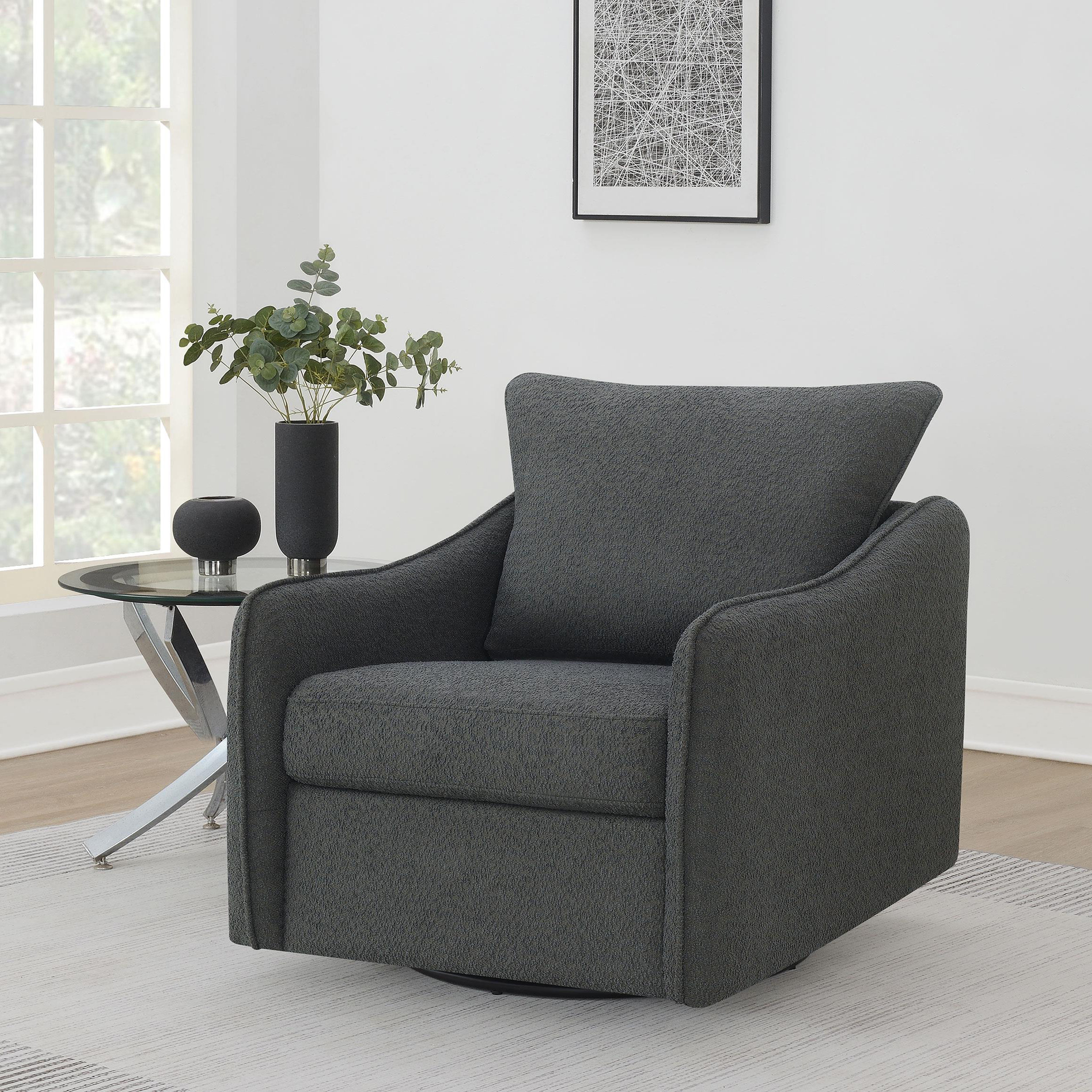 Latitude Run® Upholstered Sloped Arm Swivel Glider Chair Vanilla ...