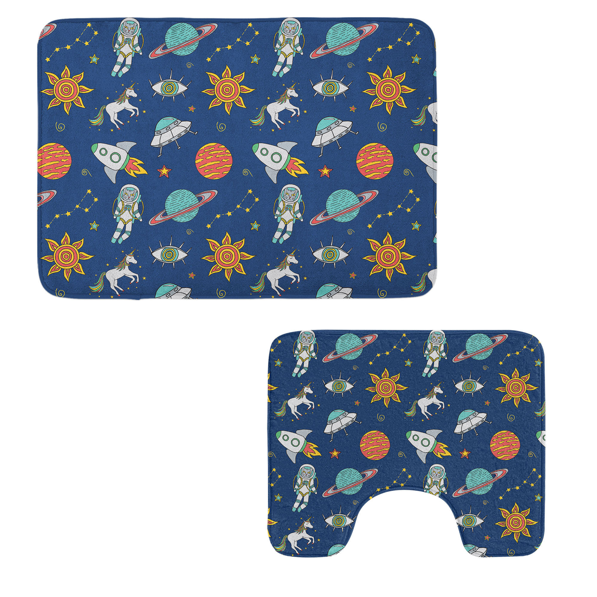 Ebern Designs Outer Space Bathroom Rug Set 2 Pieces Rectangle & Contour ...