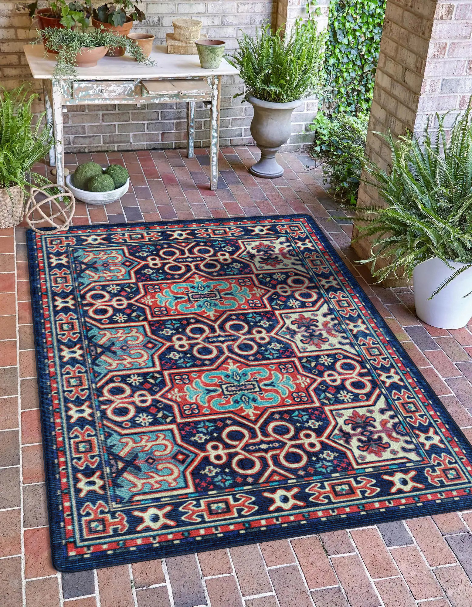 Bungalow Rose Drayke Premium EnduraStran Nylon Distressed Area Rug ...