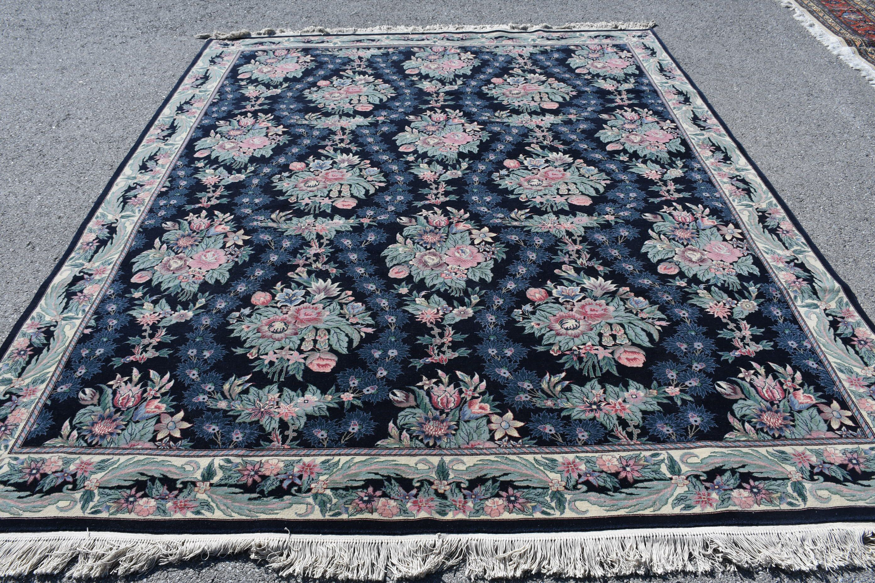 kayra export Handwoven Black Turkish Oushak Rug for Oversize Vintage ...