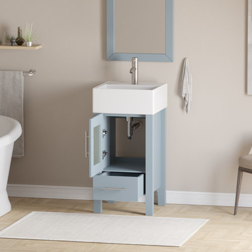 Wrought Studio Virgie 18'' Single Bathroom Vanity with Ceramic Top with ...